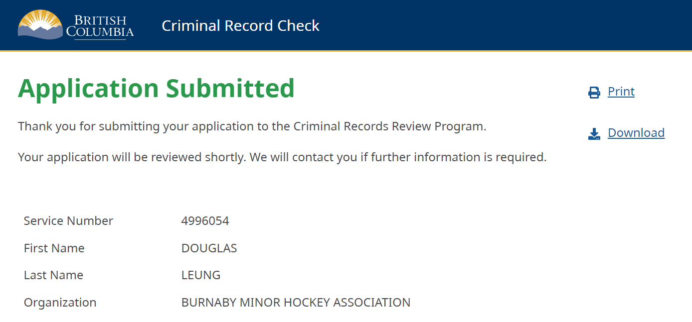 Criminal Record Check Information – Burnaby Minor Hockey Association