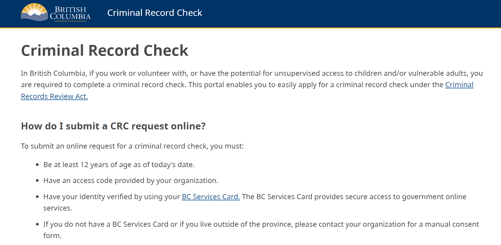 Criminal Record Check Information – Burnaby Minor Hockey Association